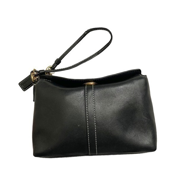 Coach | Bags | Coach Black Leather Mini Turnlock Clutch Wristlet Bag ...